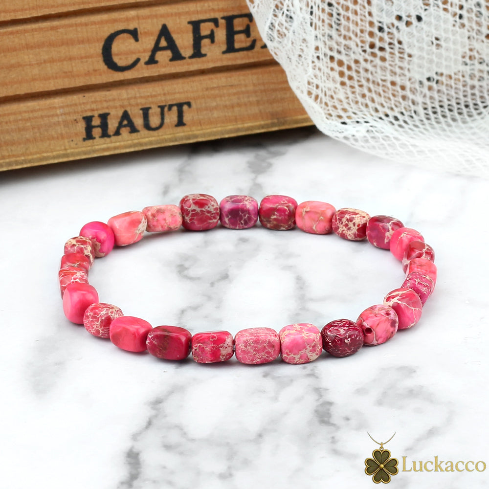 Luckacco Bohemian Natural Stone Beaded Bracelets Colorful Emperor Ston ...